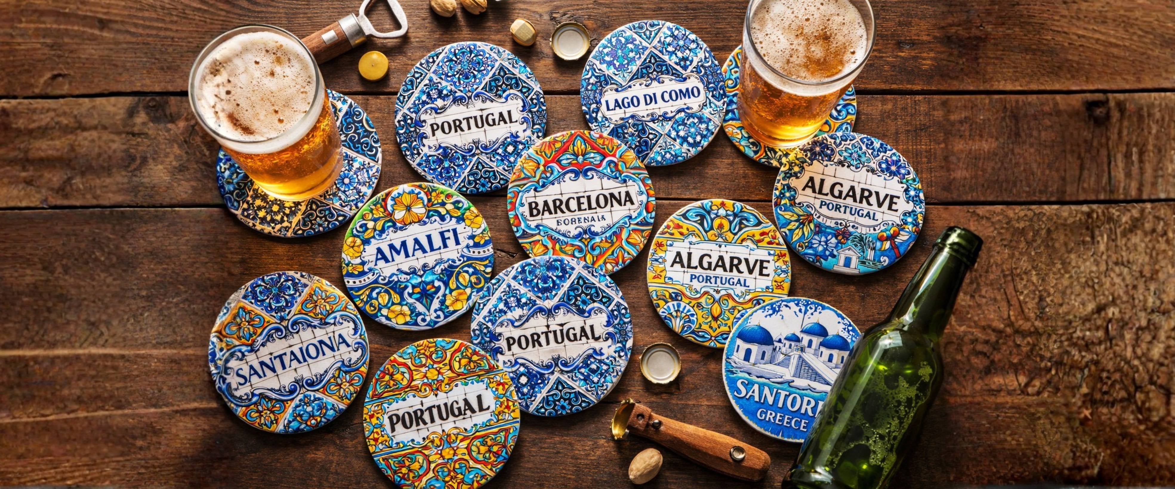 Coaster Souvenirs with Belsuv | Ceramic Tile with Cork Base
